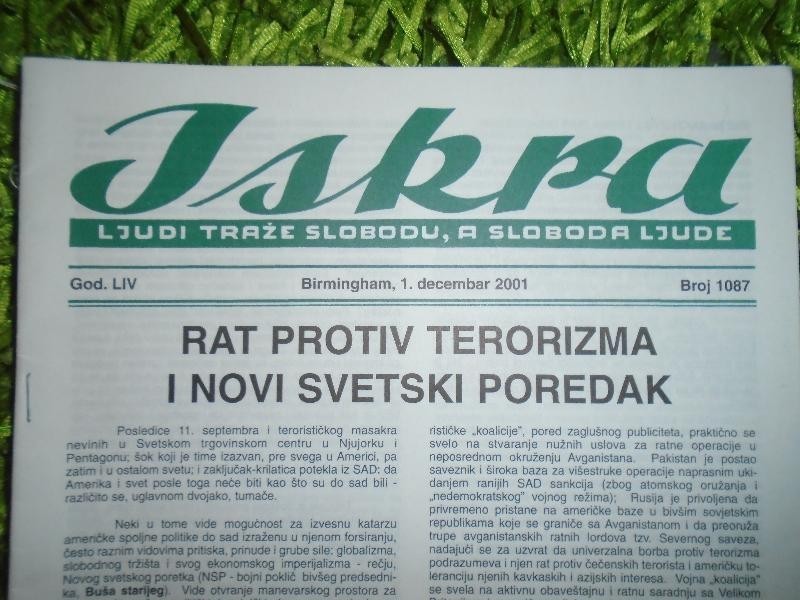 ISKRA novine br.1087 1.decembar 2001.