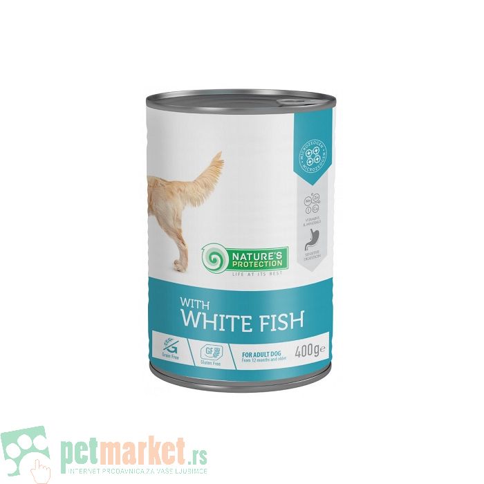 Nature’s Protection: Vlažna hrana za odrasle pse Adult Sensibile, bela riba, 400 gr