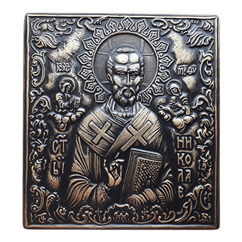 Ikona reljef Sveti Nikola - bronza patina