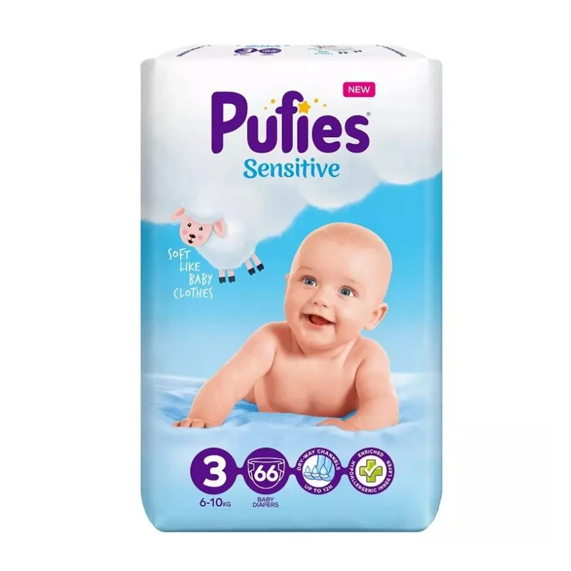 Pufies pelene za bebe Sensitive 3, 66 kom