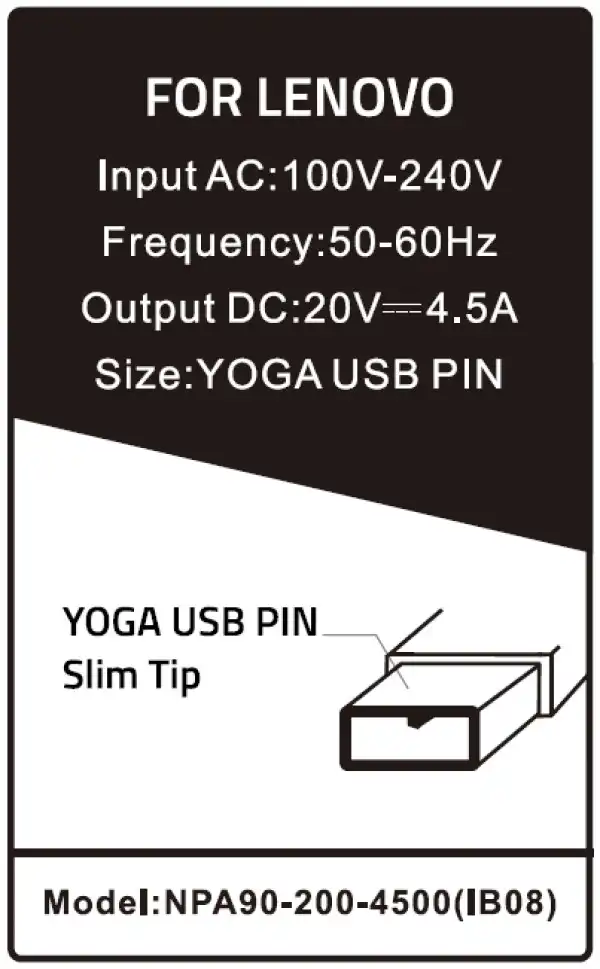 NPA90-200-4500 (IB08) ** Gembird punjac za laptop 90W-20V-4.5A, USB Yellow PIN (989)