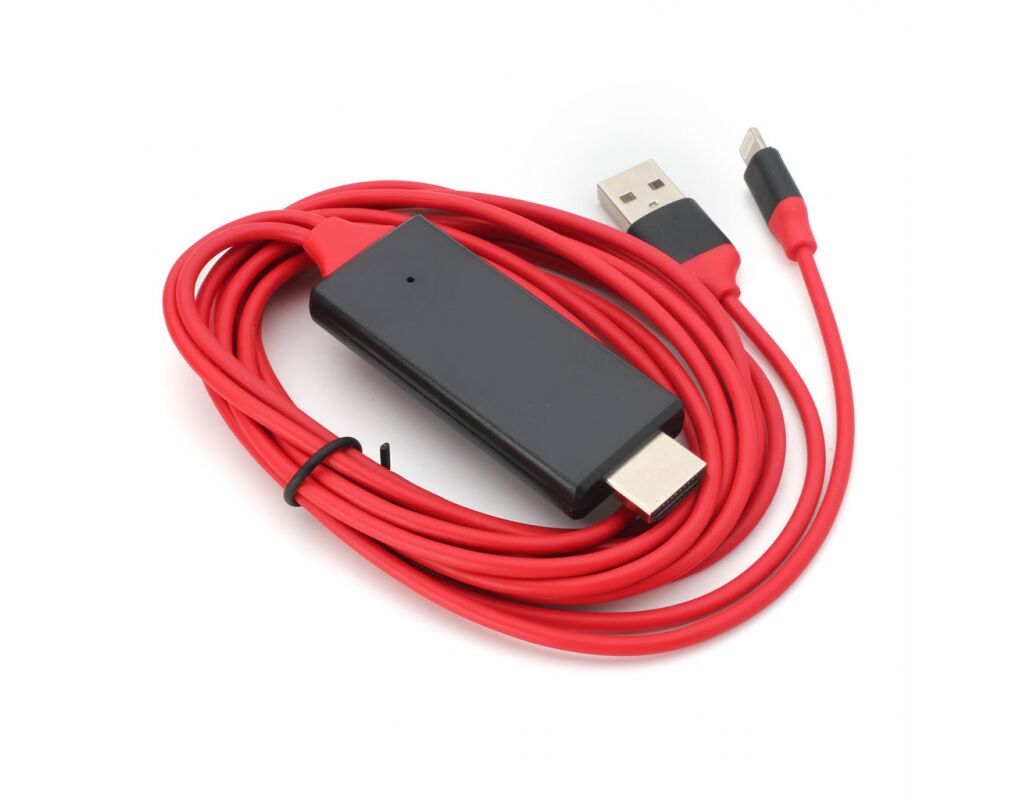 Kabl lightning na HDMI USB 2m crveni