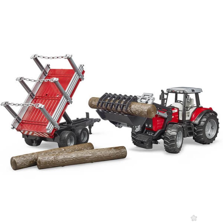 Traktor Massey Ferguson sa prikolicom za drva 020460