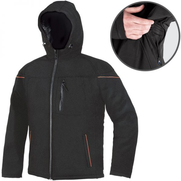 Emerton softshell jakna, paropropusna jakna sa kapuljačom i zipom