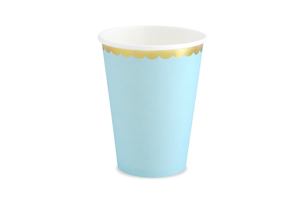 Čaše plave sa zlatnom ivicom 220ml – 6 kom