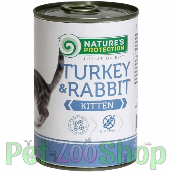Nature’s Protection Konzerva Hrana za mačiće,Ćuretina i Zečetina 400g