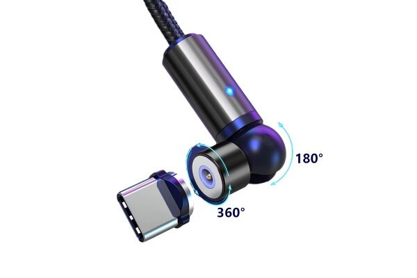 Magnetni kabl USB 3 u 1, 3.0A, USB mikro, USB-C, 8-pin, crni