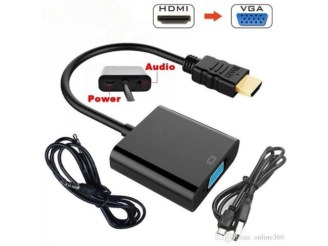HDMI na VGA adapter sa AUDIO izlazom i napajanjem NOVO