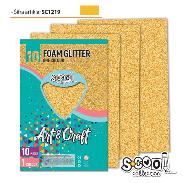 Art&Craft Eva foam glitter A4 SC1219 gold