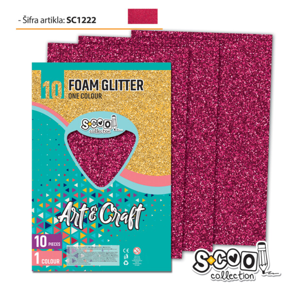 Art&Craft Eva foam glitter A4 SC1222 ruby