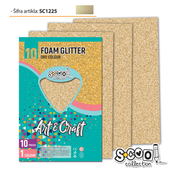 Art&Craft Eva foam glitter A4 SC1225 beige