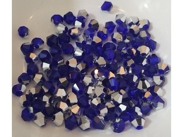 (A728) Kristali Bicone Plavo Srebrna 4mm 100kom