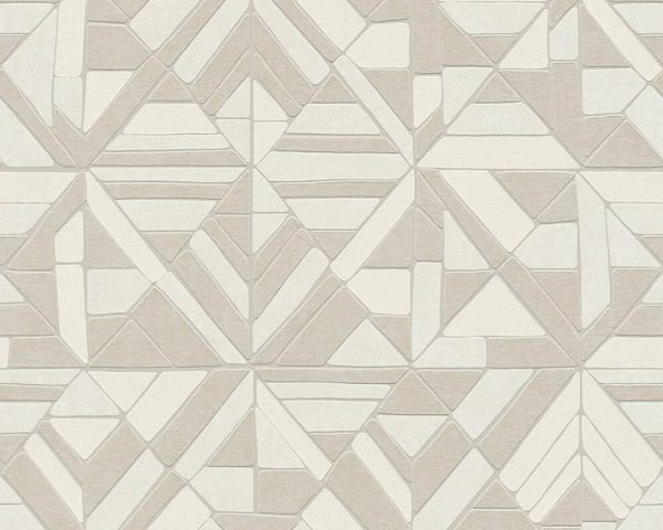 A.S. Création Wallpaper «Graphics, Beige, Cream, Grey, Silver» 374812