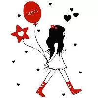 Zidni tatoo Girl With Baloons D06 60x80cm 060606 C91700