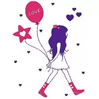 Zidni tatoo Girl With Baloons D06 60x80cm 4F218B D72D6D