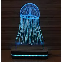 3D LED Lampa u 8 boja Black Cut Jellyfish Multicolor