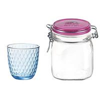 Set čaša za vodu aqua lively blue 29cl +tegla Fido Multicolor 750ml roze
