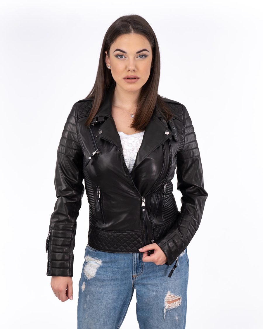 Ženska kožna jakna – Brigitte – Crna