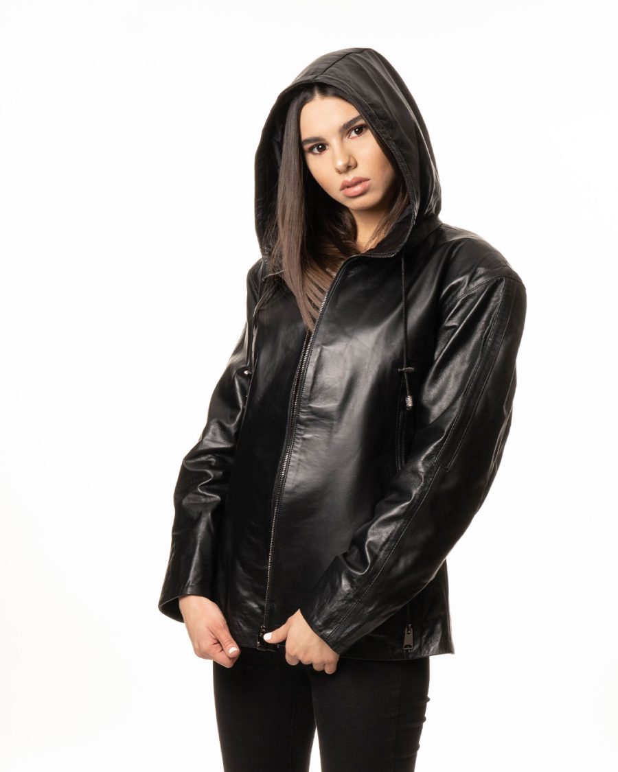 Ženska kožna jakna – Fiona – Crna