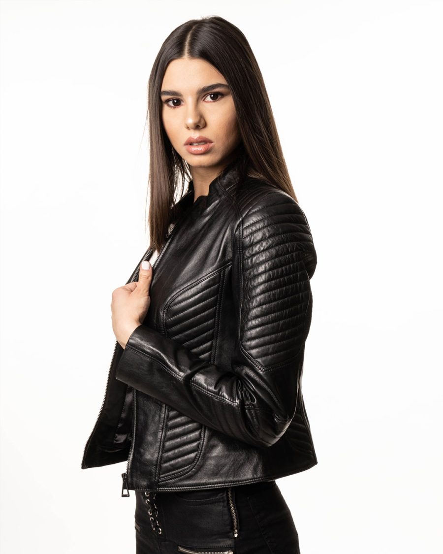 Ženska kožna jakna – Viktory – Crna