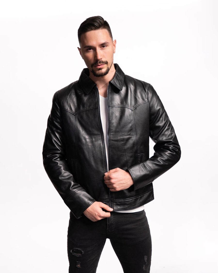 Muška kožna jakna – Antonio – Crna
