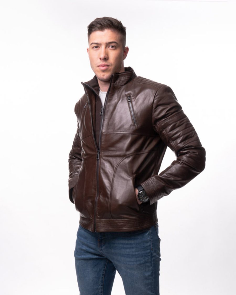 Muška kožna jakna – Roberto – Braon