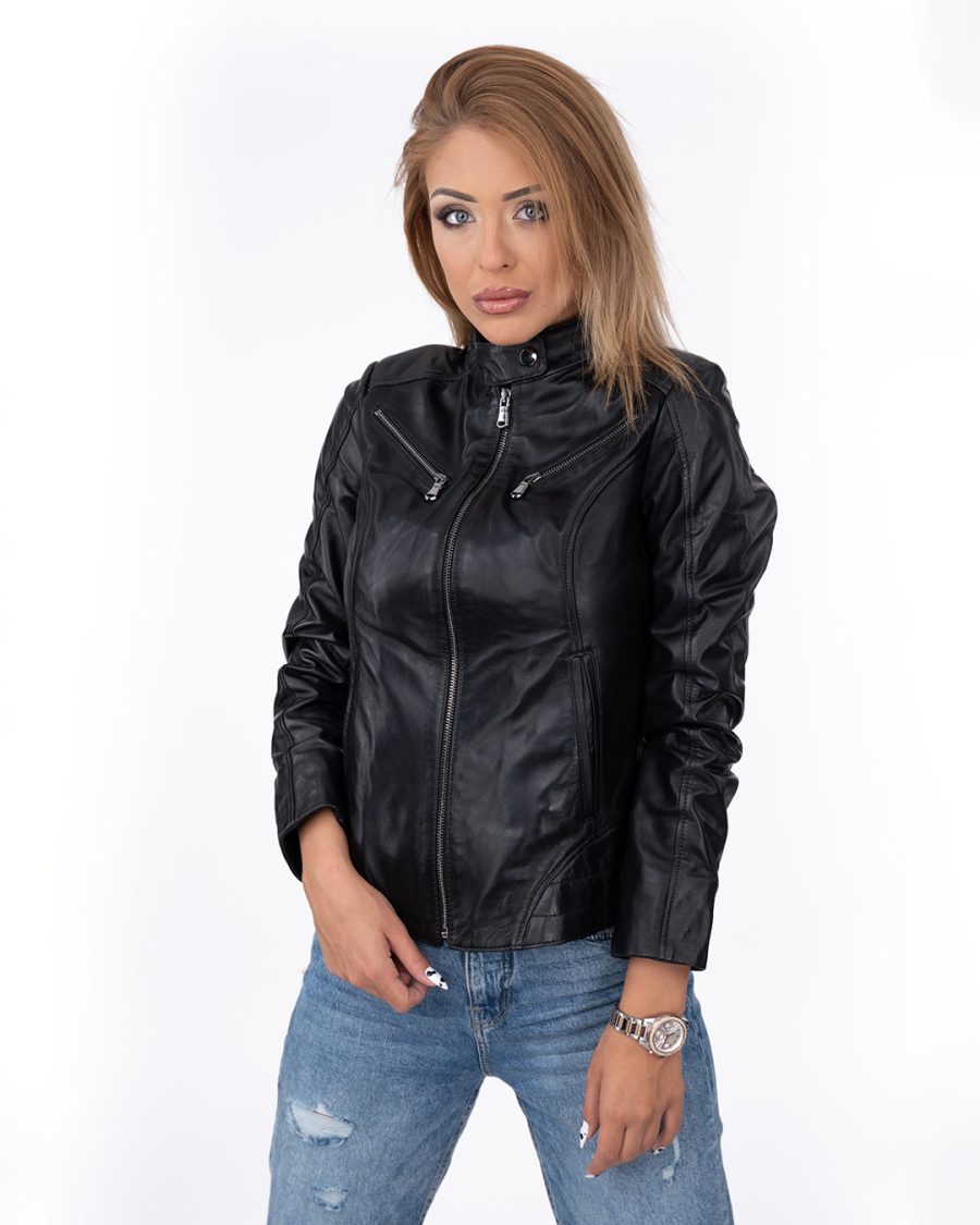Ženska kožna jakna – Lara – Crna