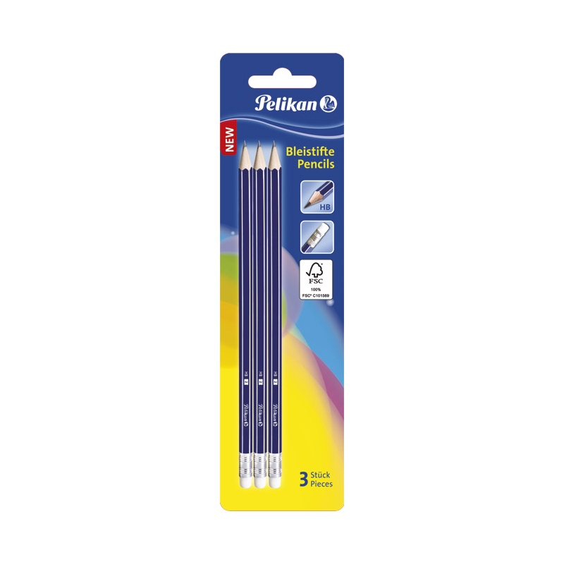 Olovka grafitna HB s gumicom pk3 Pelikan 978866 blister