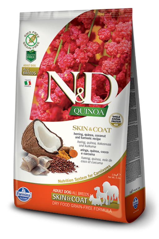 N&D Suva hrana Quinoa Skin&Coat Herring, Coconut-Curcuma 7 kg