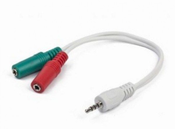 GEMBIRD CCA-417W 2x 3.5 mm(slusalice i mikrofon) adapter na 1x 3.5mm(4 pin) cable, 0.2 m beli