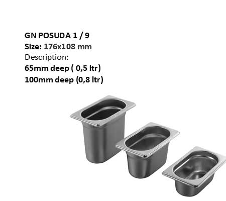 GN POSUDA 1/9-100 INOX 176x108mm