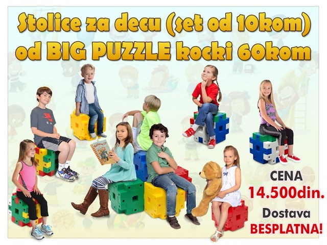 Stolice za decu (set od 10kom) od BIG PUZZLE kocki 60ko