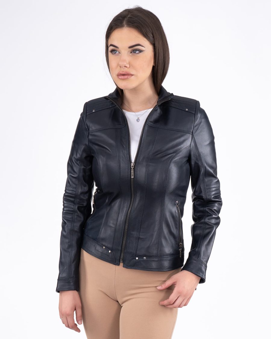 Ženska kožna jakna – Monica – Teget