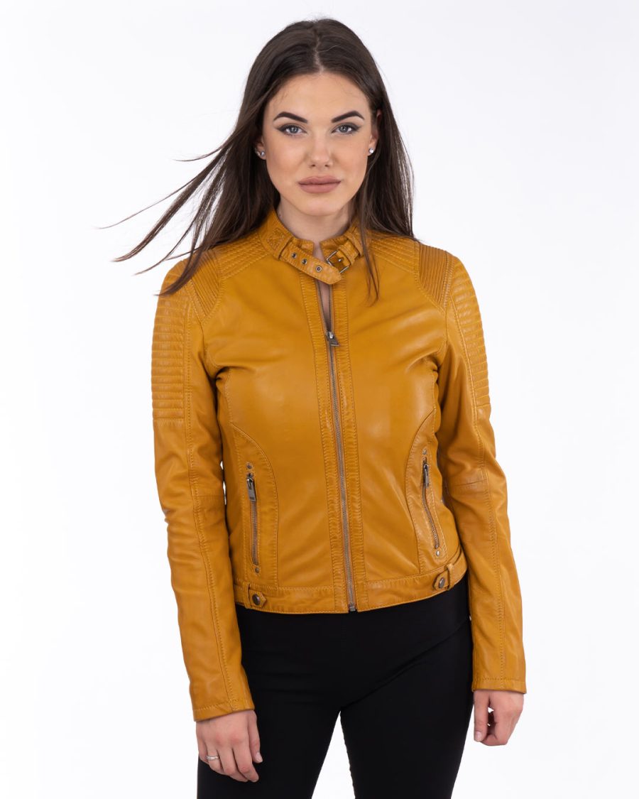 Ženska kožna jakna – Invento Nika – Žuta