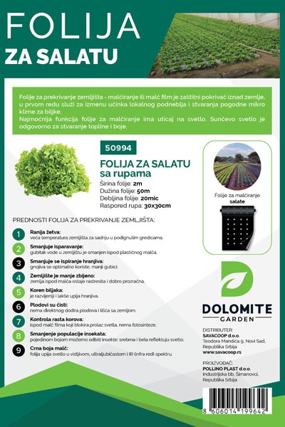 Folija za salatu 2mx50m 20mic 25x25cm Dolomite