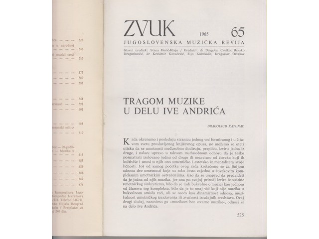 TRAGOM MUZIKE U DELU IVE ANDRIĆA - Zvuk 65/1965