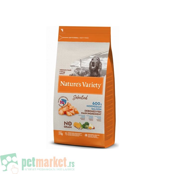 Nature’s Variety: Hrana za pse Selected Medium/Maxi Adult, Losos