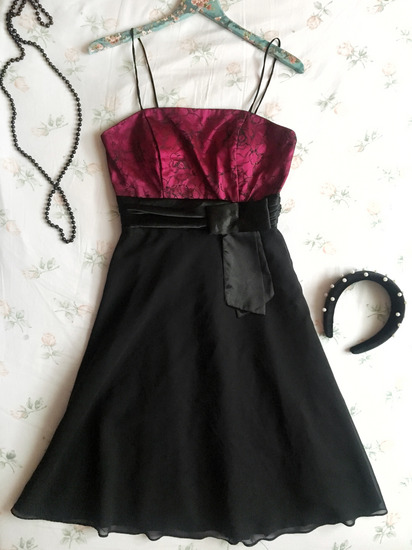 JULIET svečana crno roze/magenta haljina