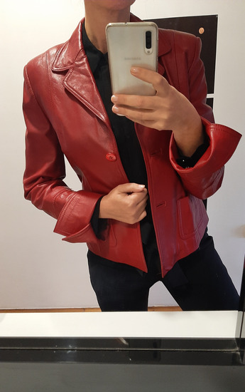 Crvena kožna jakna Mona