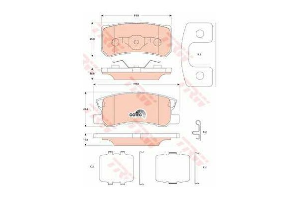 Zadnje kočione obloge GDB4600 - Lancia Flavia 12-14