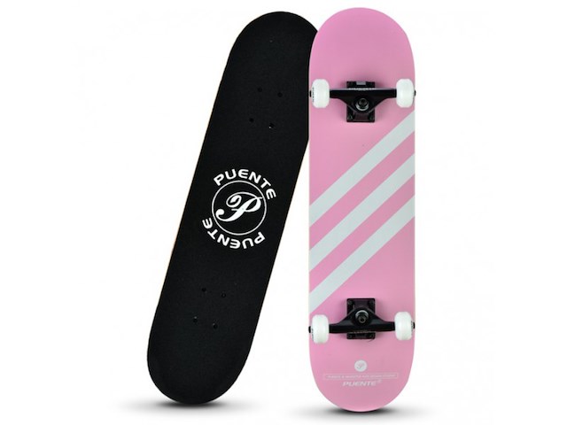 Profesionalni Puente skateboard - Pink White Stripes
