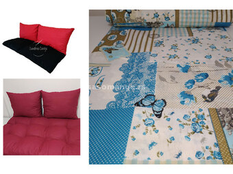 Jastuci za garniture od paleta - 100 x 50 x 50 cm - Blue Patchwork