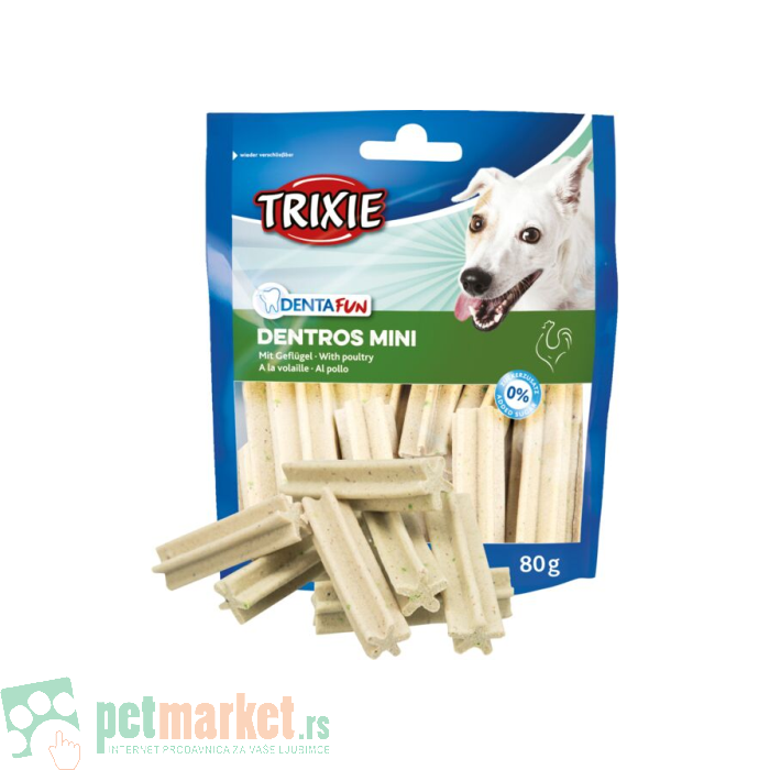 Trixe: Kožna poslastica za čišćenje zuba Dentros Mini, 80 gr