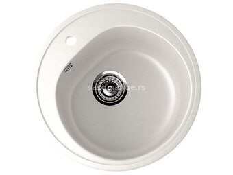 Granitna sudopera sa sifonom Ulgran U101-341 okrugla mlečno bela