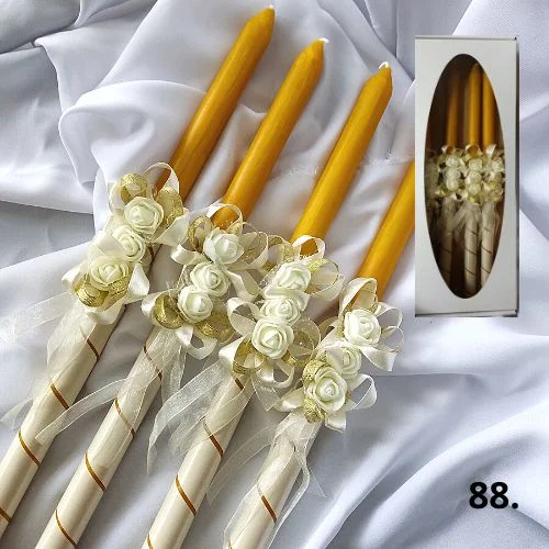 Dekorisane sveće za venčanje u belo zlatnim nijansama br.88