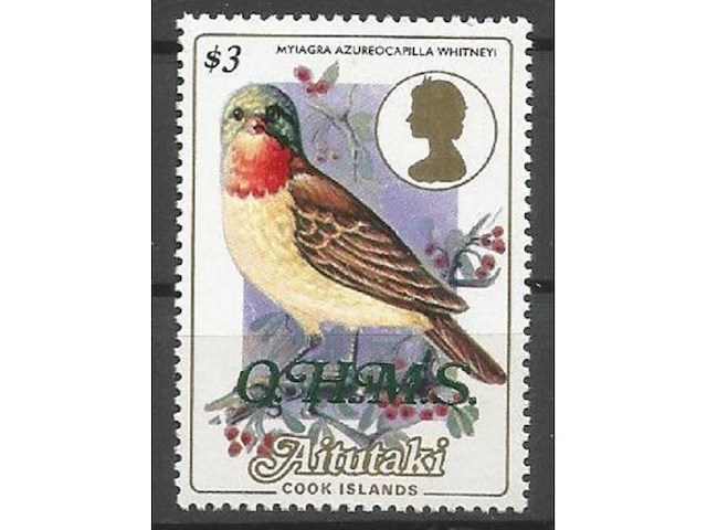 Aitutaki,Službena:Fauna-Ptice 3$ 1986.,čisto