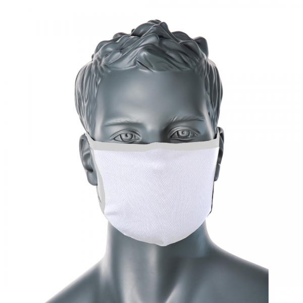 Troslojna antimikrobna tekstilna maska za lice bela – CV33