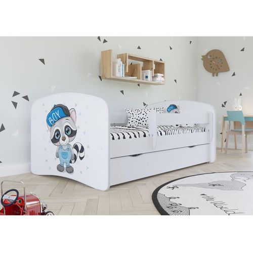 Drveni dečiji krevet RAKUN sa fiokom - beli - 160x80 cm