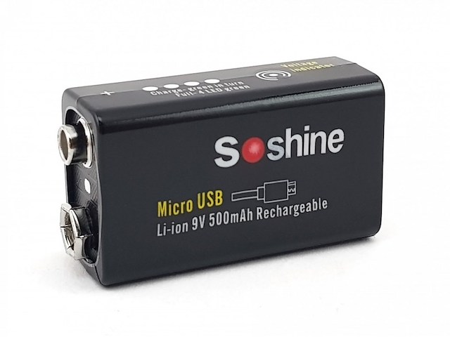 Baterija 9V Punjiva USB 500mAh Soshine