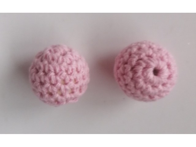 *N416- Heklana perla,20mm,roze /kom